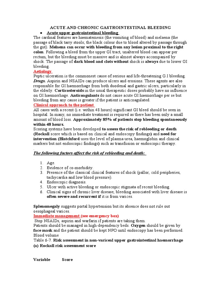 Acute and Chronic Gastrointestinal Bleeding | PDF | Bleeding ...