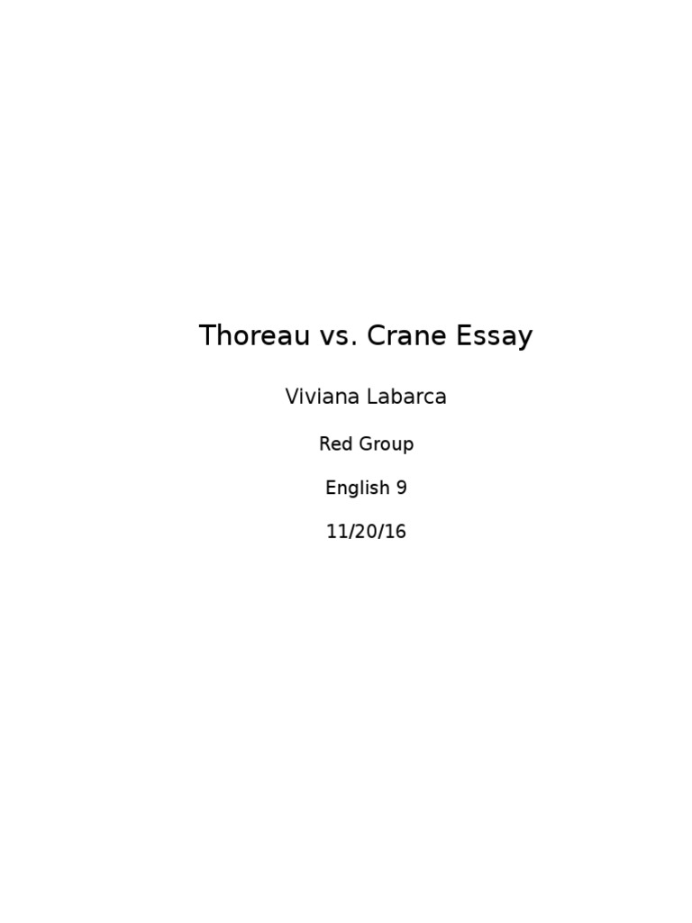 Potfolio: Thoreau Crane Essay | PDF | Walden | Henry David Thoreau