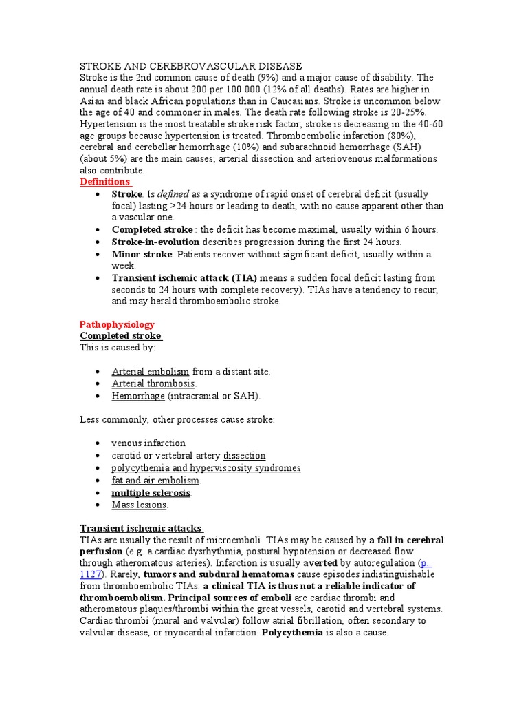 Stroke and Cerebrovascular Disease | PDF | Diseases And Disorders | Stroke