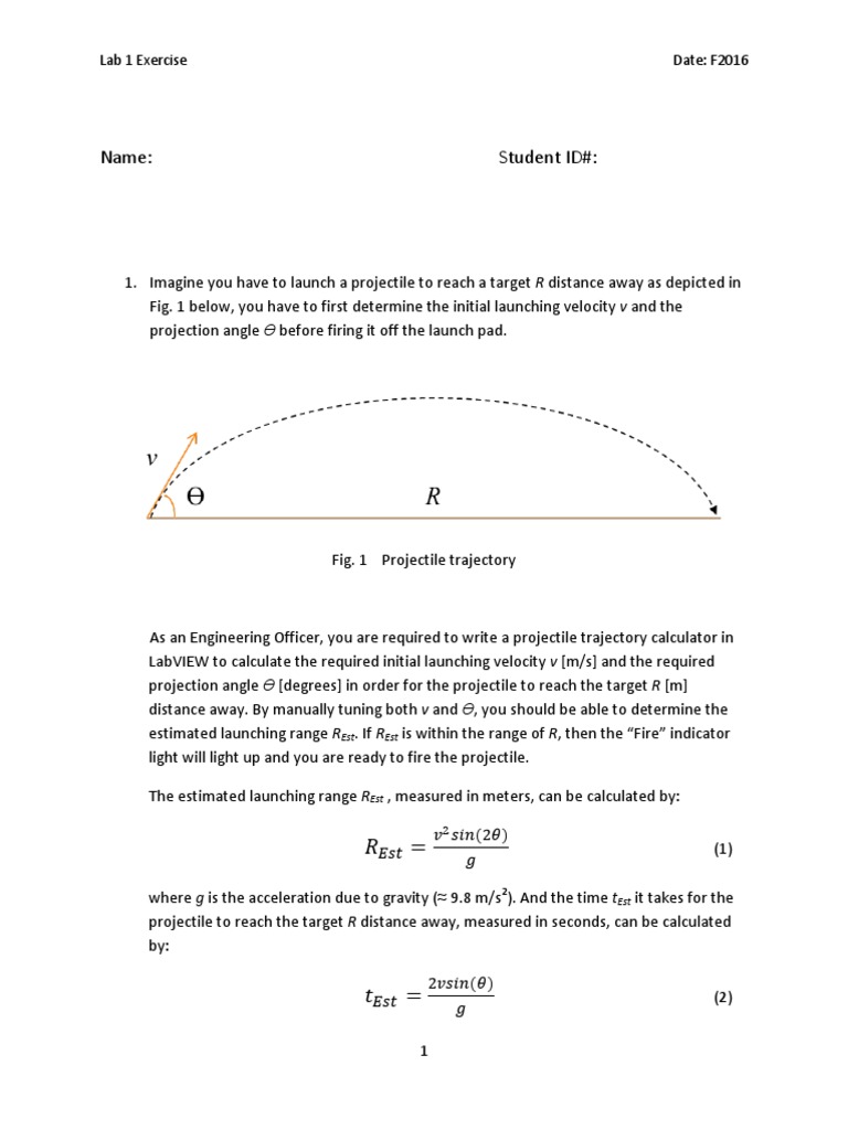 Engineering LabVIEW Projectile Task | PDF