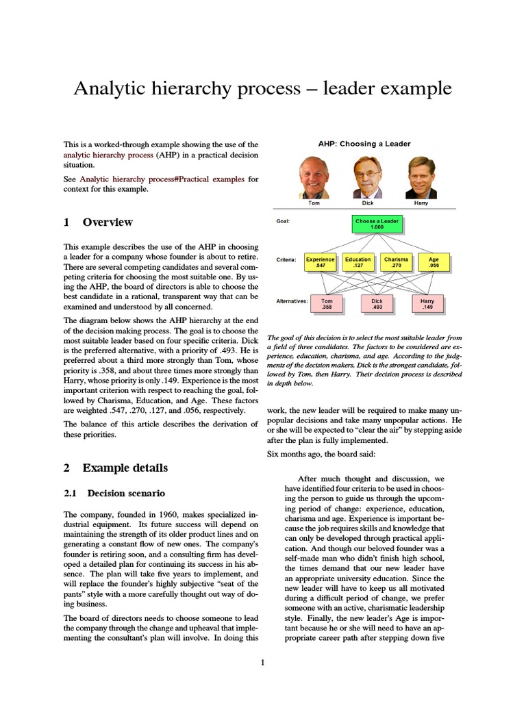 Analytic Hierarchy Process - Leader Example | PDF | Epistemology | Cognition