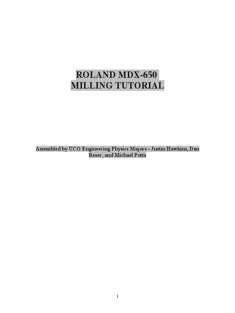 Roland Mdx-650 Milling Tutorial | Download Free PDF | Menu (Computing) | Computing