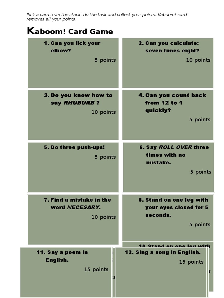 Kaboom! Card Game | PDF