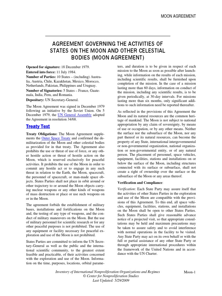 Moon Treaty | PDF | International Relations | Armed Conflict