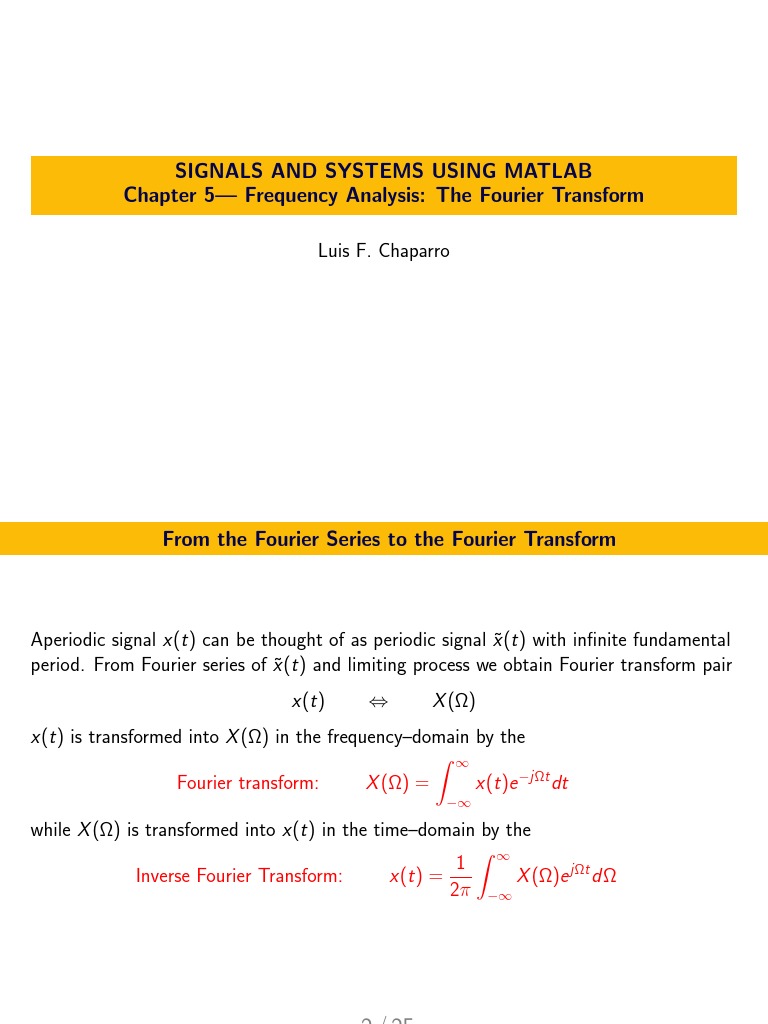 Signals and Systems Using Matlab Chapter 5 - Frequency Analysis: The Fourier Transform | PDF ...