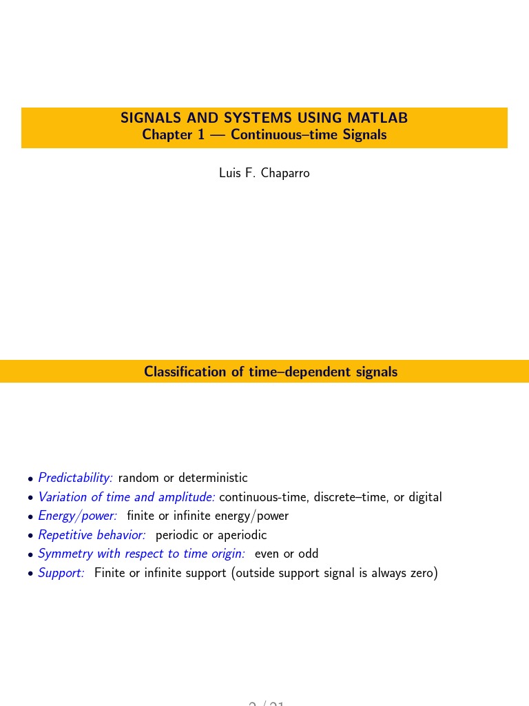 Signals and Systems Using Matlab Chapter 1 - Continuous-Time Signals ...