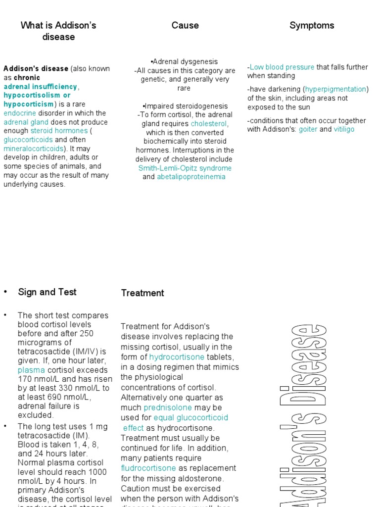 What Is Addison's Disease Cause Symptoms: Low Blood Pressure ...