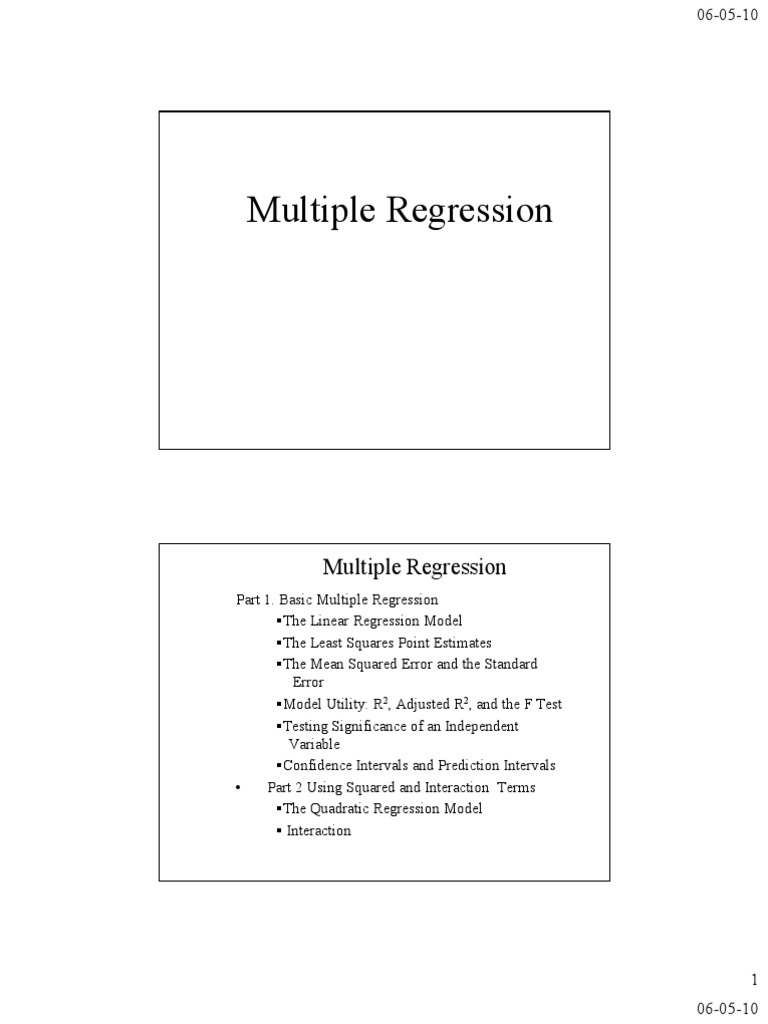 Multiple Regression Pdf Errors And Residuals Coefficient Of Determination