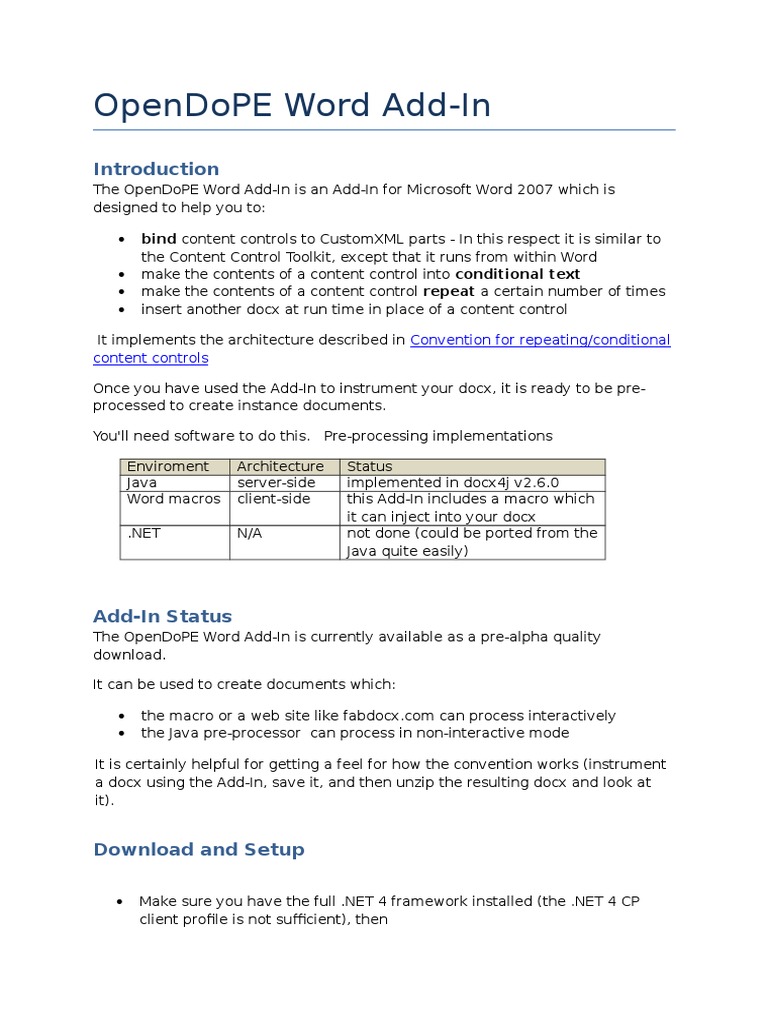 Opendope Word Add-In: Bind Content Controls To Customxml Parts - in This Respect It Is Similar ...