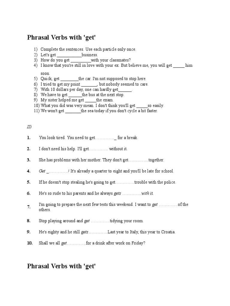 Phrasal Verbs With Get | PDF | Grammar | Syntax