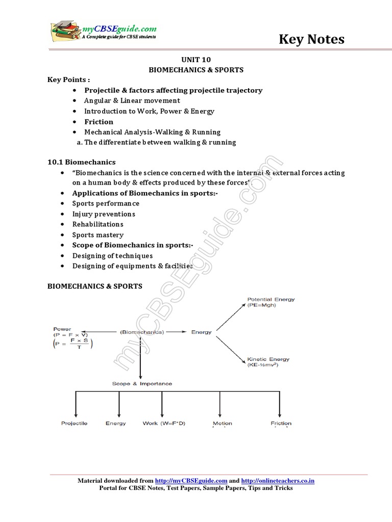12 Physical Education CH 10 Biomechanics and Sports | PDF