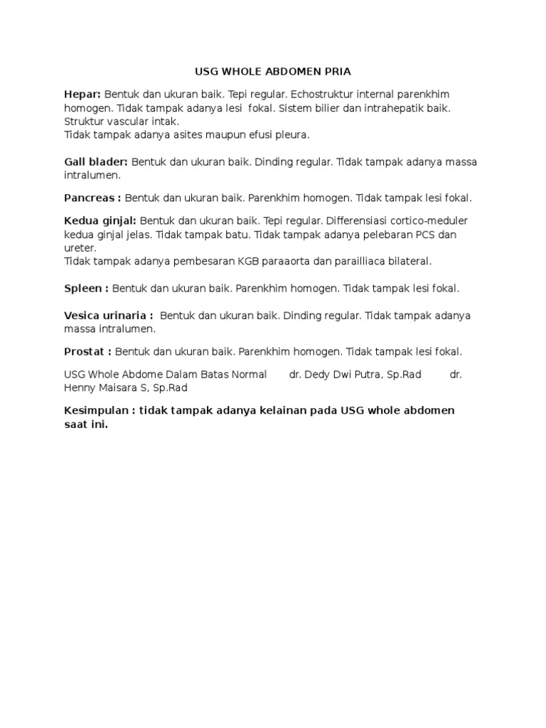 Usg Whole Abdomen | PDF