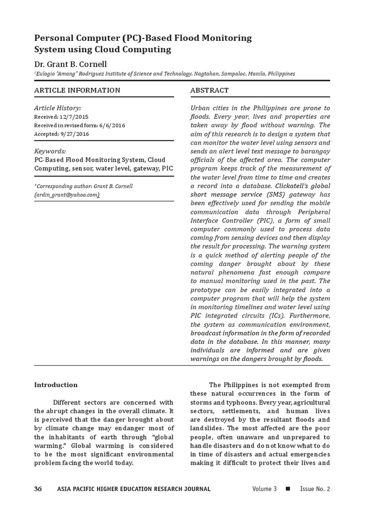 Personal Computer (PC) - Based Flood Monitoring System Using Cloud ...