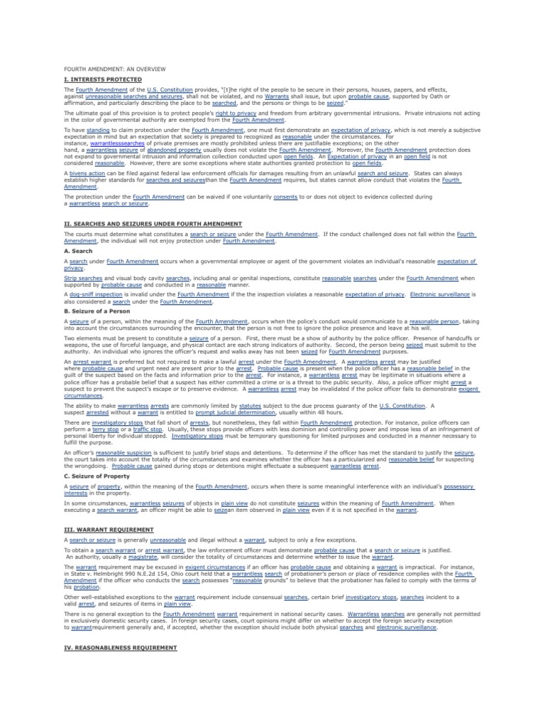 The Right Against Warrantless Arrests and Unreasonable Searches and ...