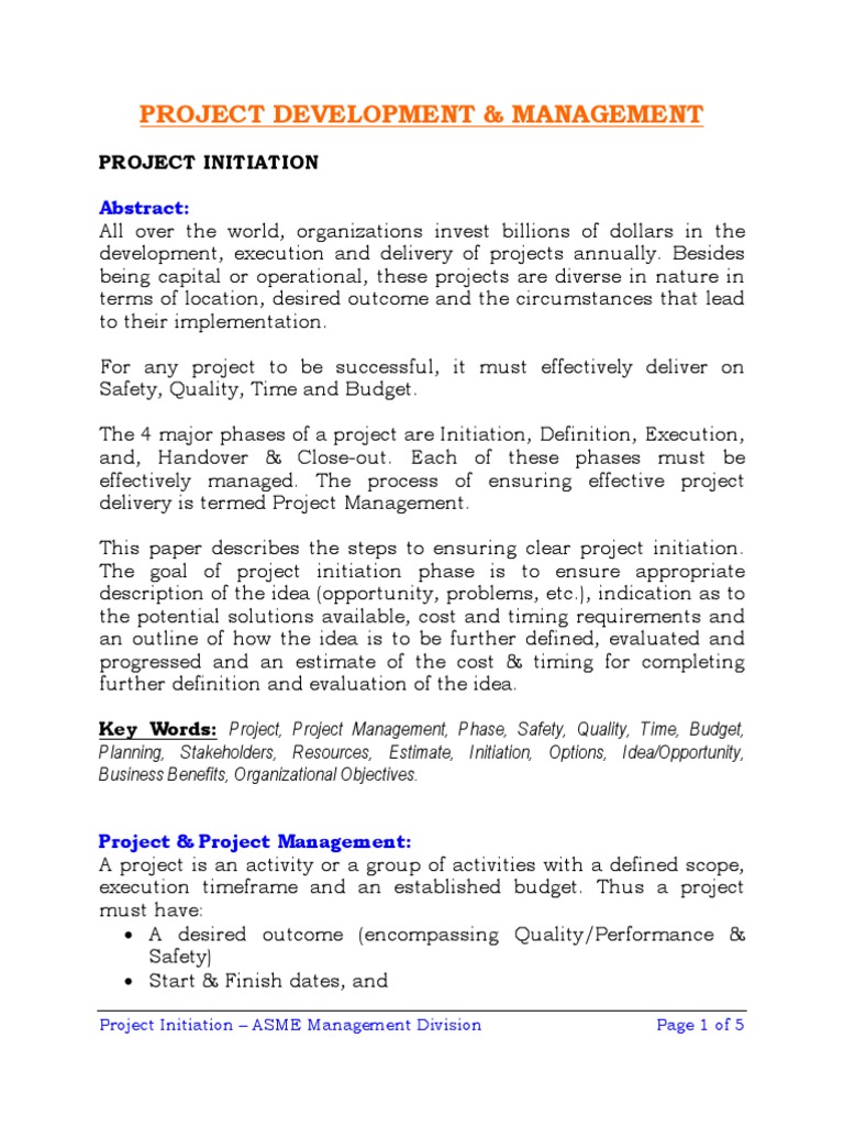 Project Development & Management | PDF | Project Management ...