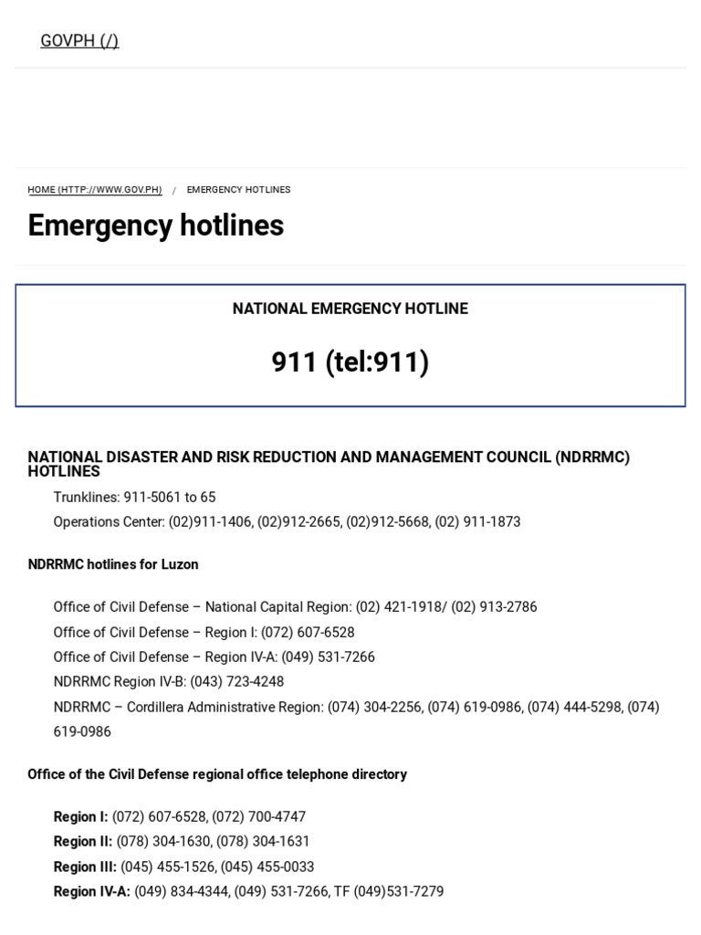 Philippine Emergency Hotline Numbers | PDF | Metro Manila | Philippines