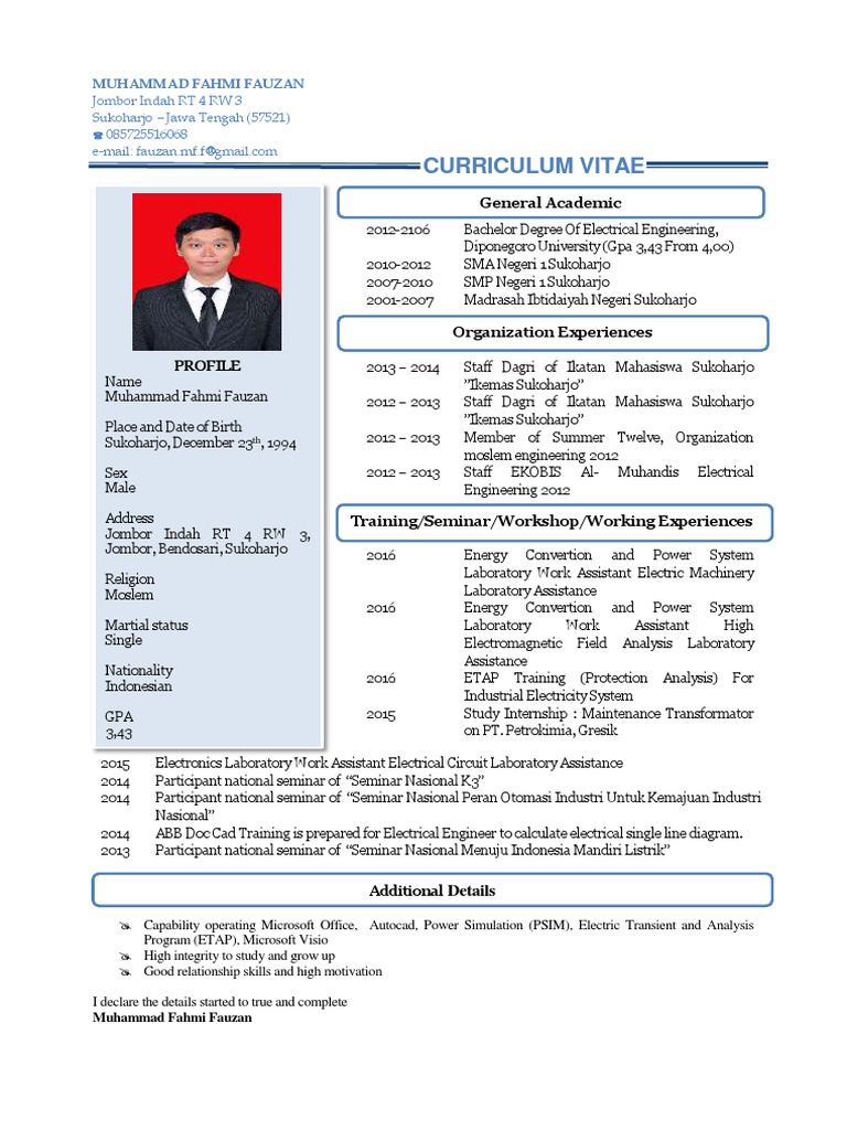 Muhammad Fahmi Fauzan's CV | PDF