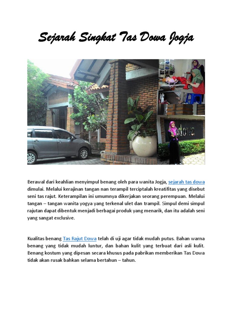 Sejarah Singkat Tas Dowa Jogja | PDF