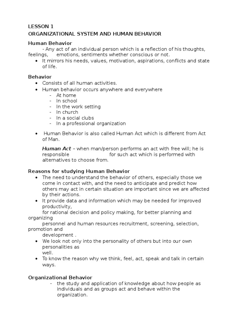 Understanding Human Behavior in Organizations | PDF | Motivation ...