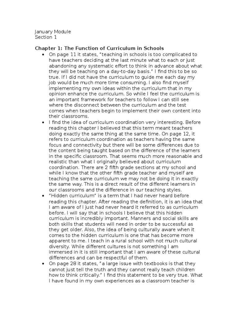 Chapter 1: The Function of Curriculum in Schools | PDF | Understanding ...