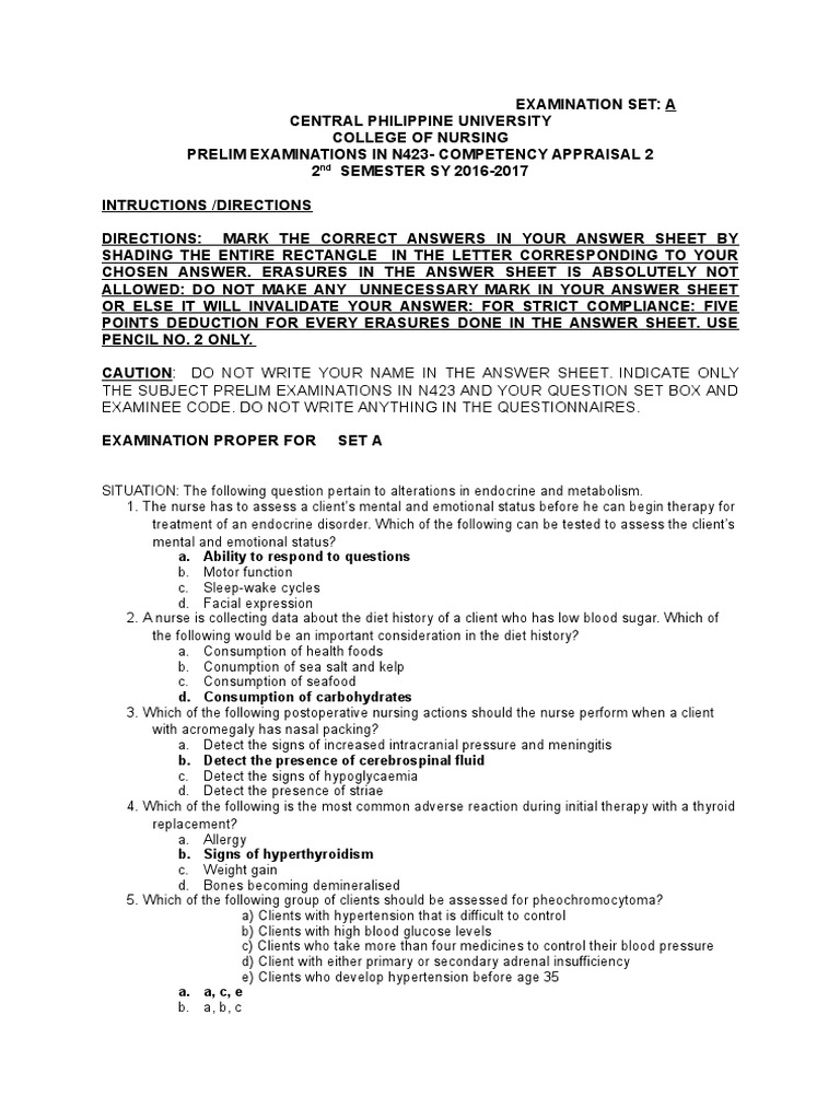 Competency Appraisal 2 Prelim Exams 2017 | PDF | Insulin | Joint Commission