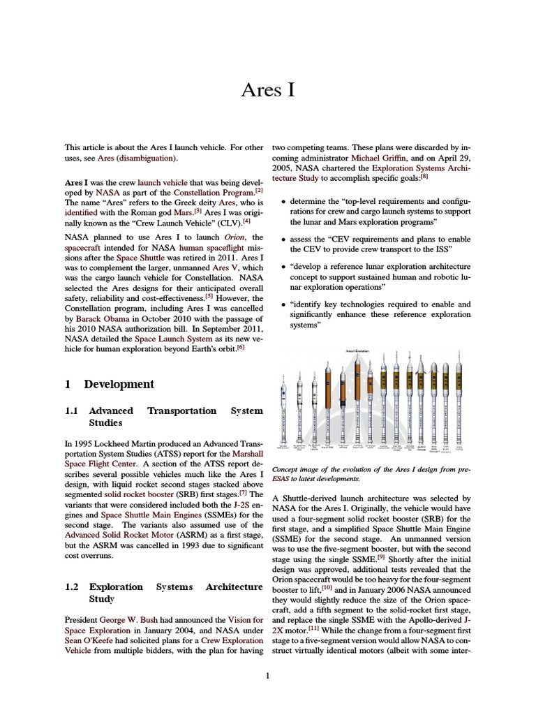 Ares I | PDF | Space Programs | Government Programs