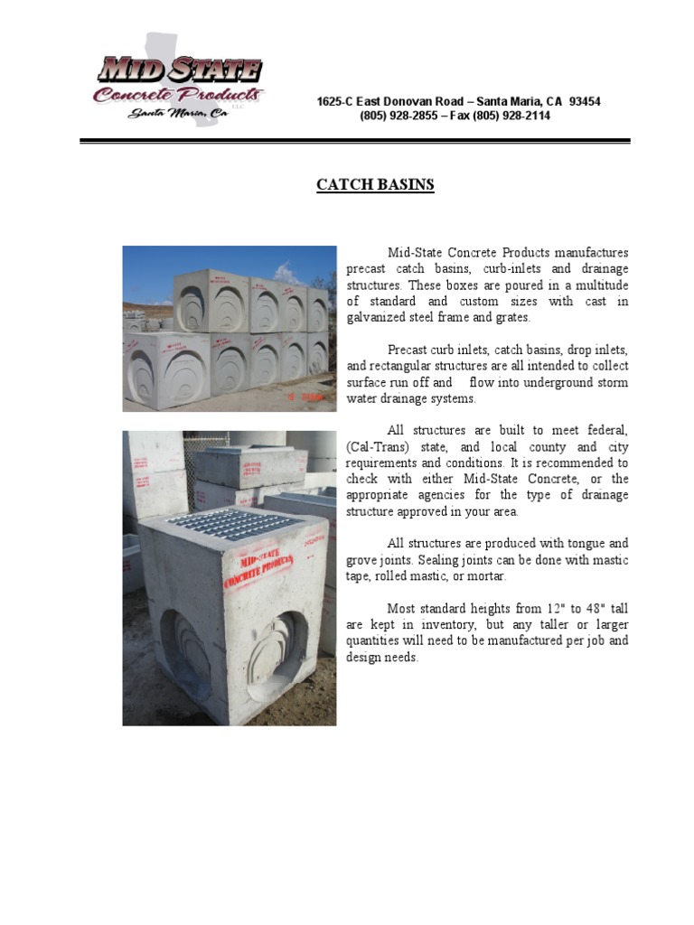 Catch Basins Specifications | PDF