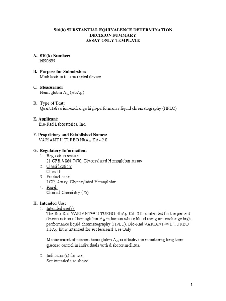 Variant II Turbo Substantial Equivalence Determination | PDF | Glycated ... Variant II Turbo Substantial Equivalence Determination | PDF | Glycated ...