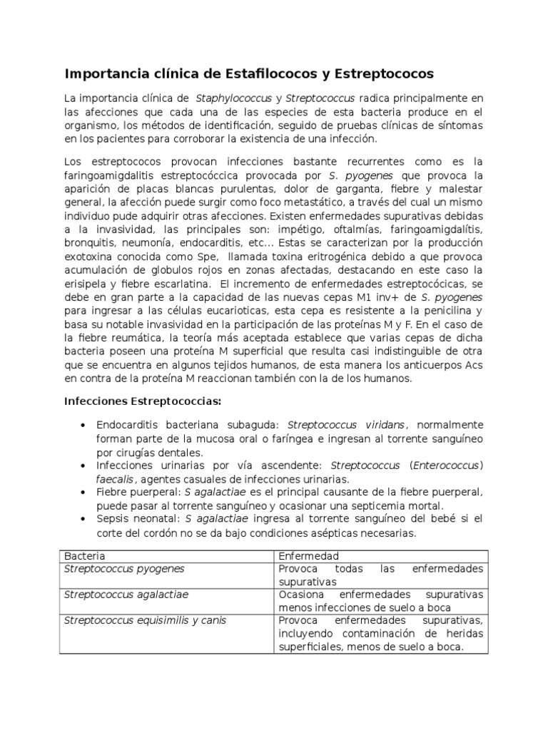 Importancia Clínica de Estafilococos y Estreptococos | PDF ...