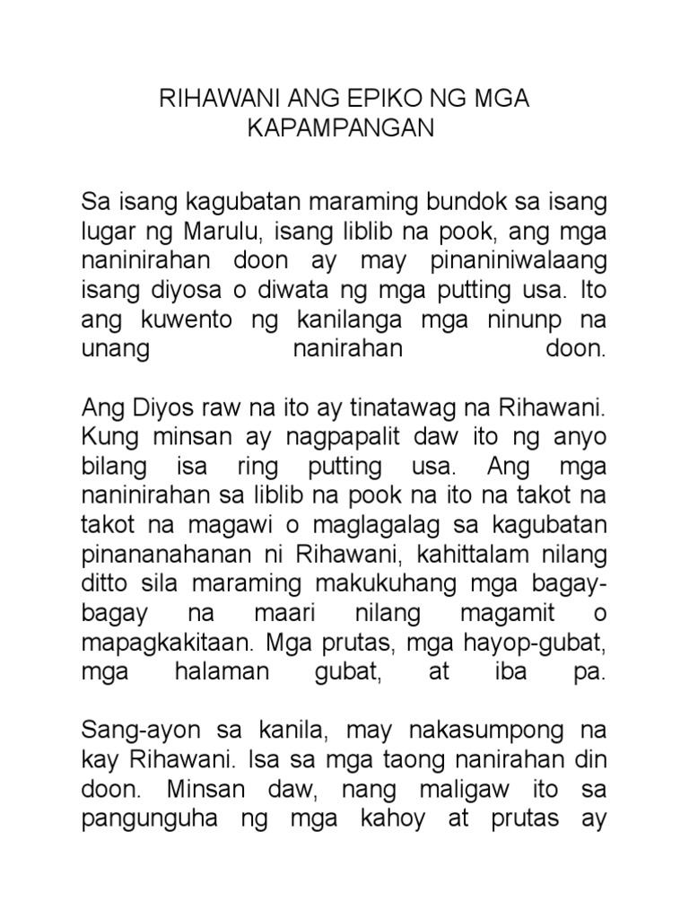 Rihawani Ang Epiko NG Mga Kapampangan | PDF