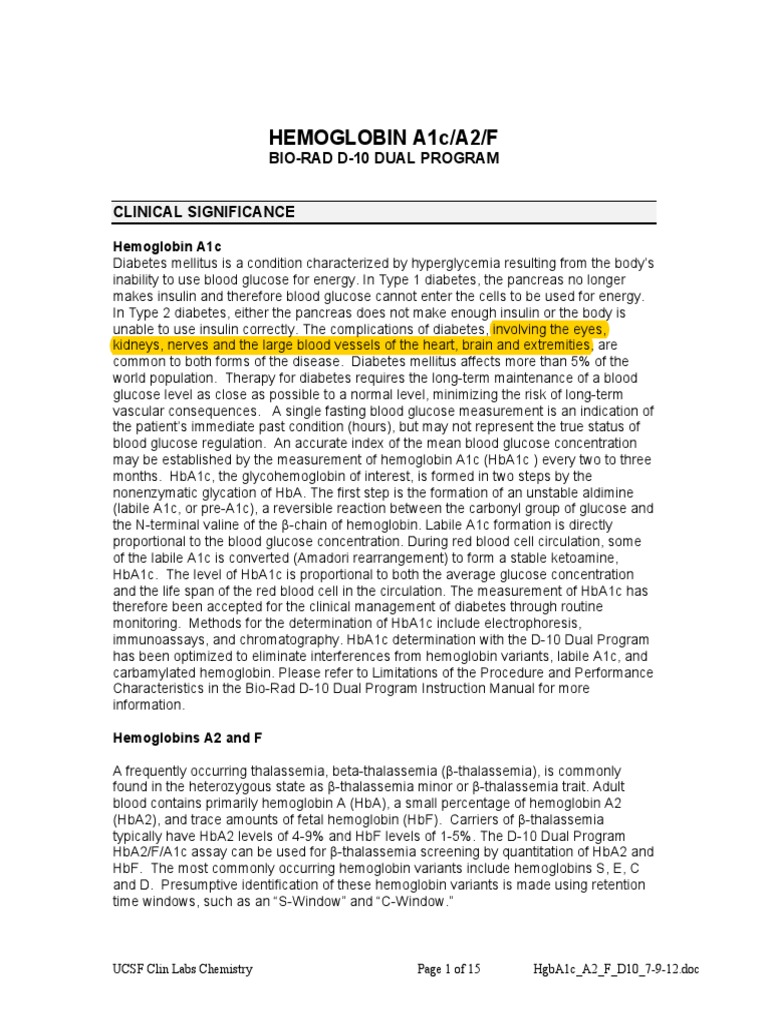 Bio-Rad D-10 HbA1c Analyzer Overview | PDF | Glycated Hemoglobin ...