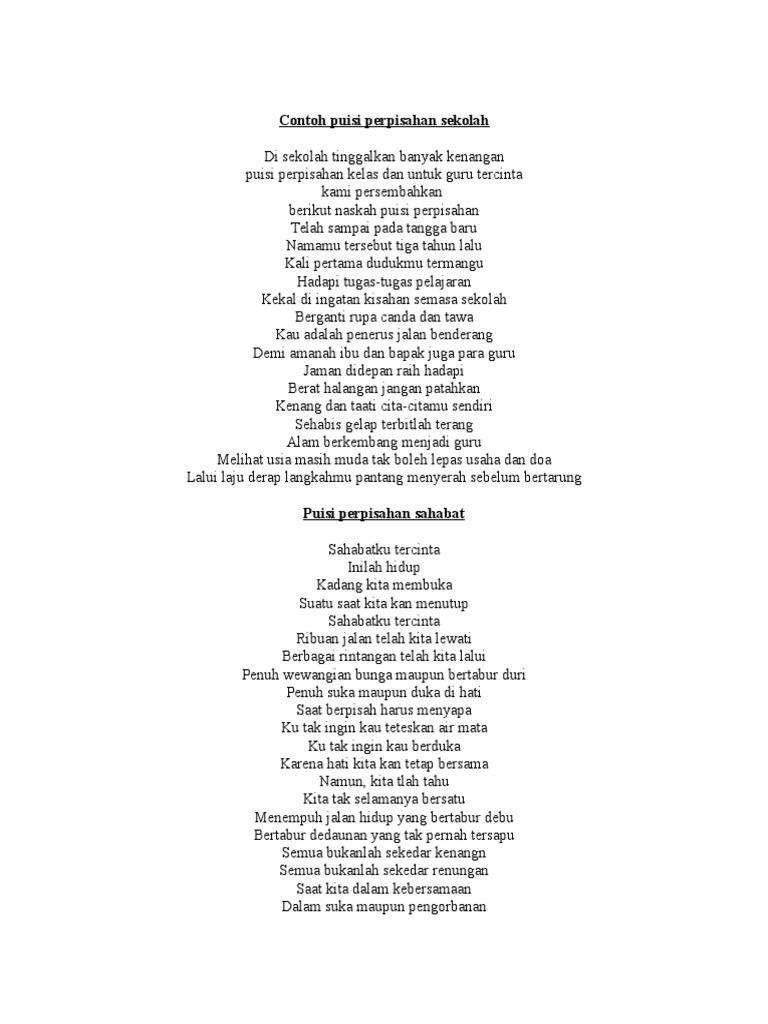 Contoh Puisi Perpisahan Sekolah Pdf