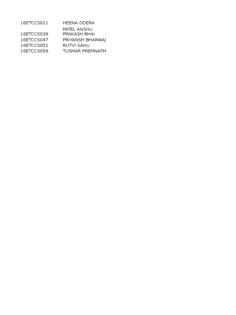 Student List with IDs and Names | PDF