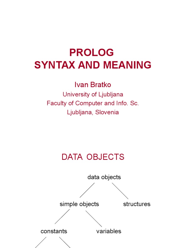 Prolog Syntax and Meaning: Ivan Bratko | PDF | Computer Programming | Cognitive Science