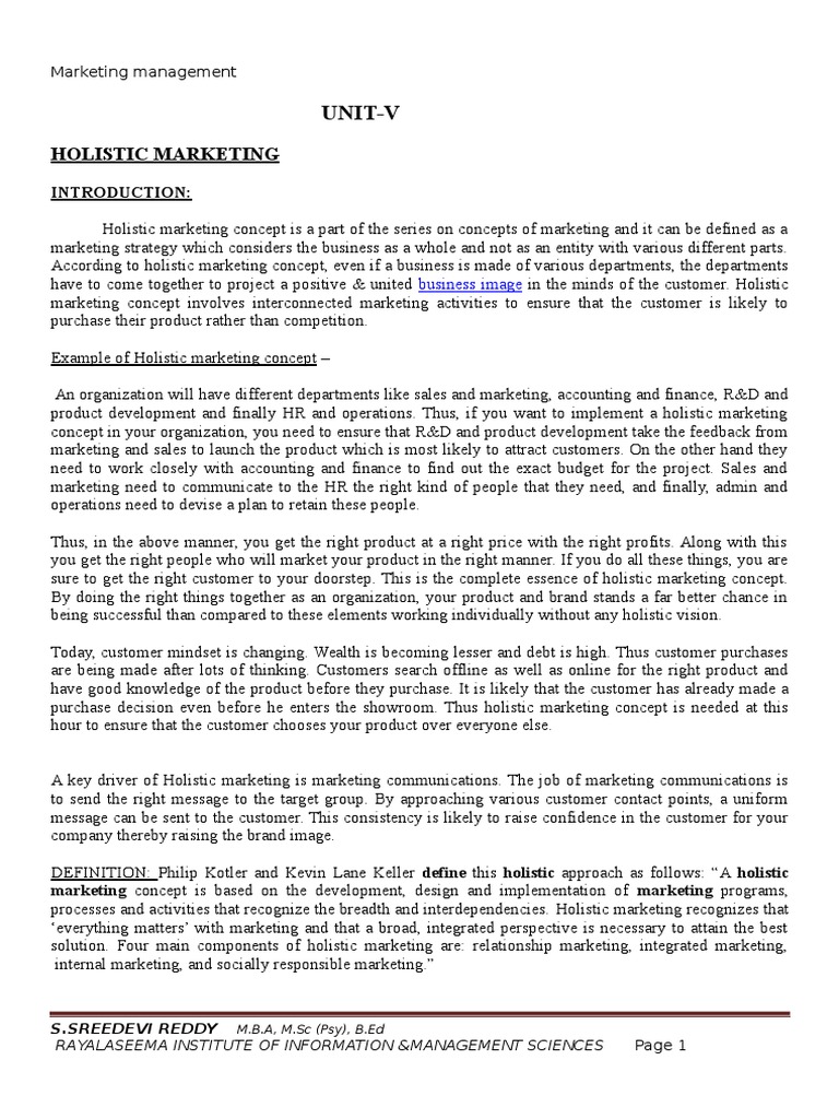 Holistic Marketing Concept Overview | PDF | Strategic Management ...