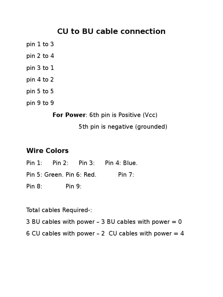 CU To BU Cable Connection | PDF