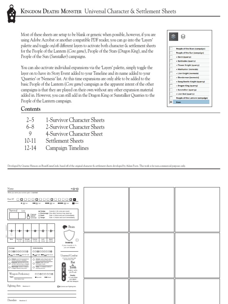 KDM - Sid's Record Sheets v1.5 | Injury | Leisure