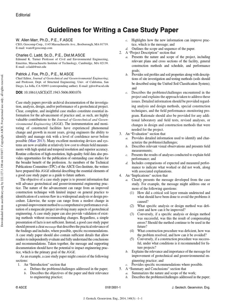 Asce Guidelines For Writing Case Study | PDF | Analysis | Case Study