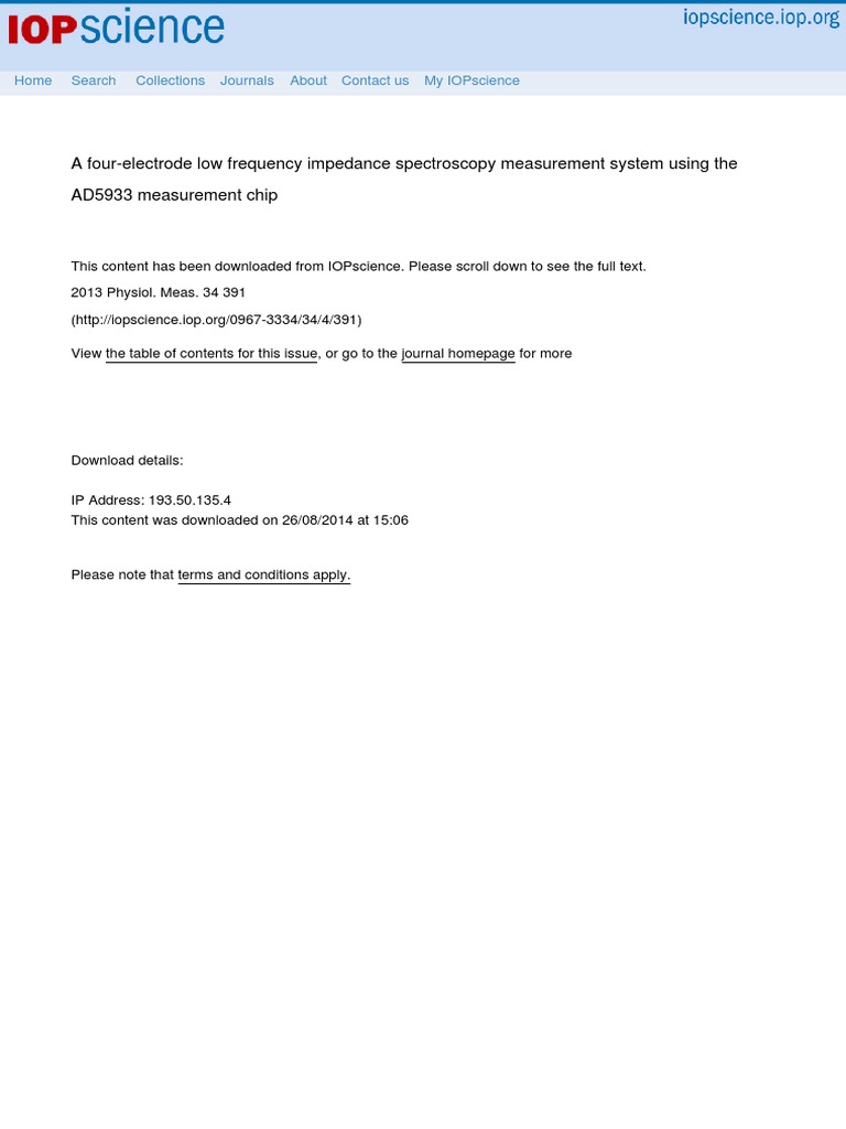 A Four Electrode BIOZ Physio Measur 2013 | PDF | Amplifier | Electrical ...