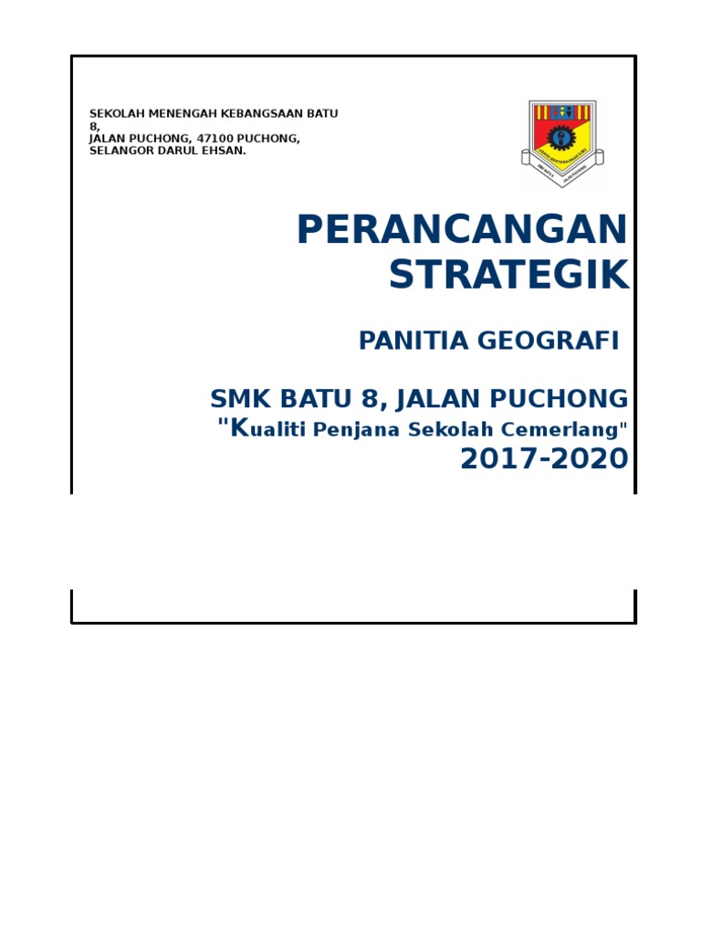 Pelan Strategik Panitia Geografi 2017-2020 | PDF