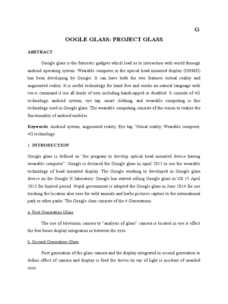 G Oogle Glass: Project Glass | PDF | Android (Operating System ...