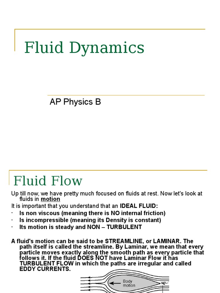 Fluid Dynamics: AP Physics B | PDF