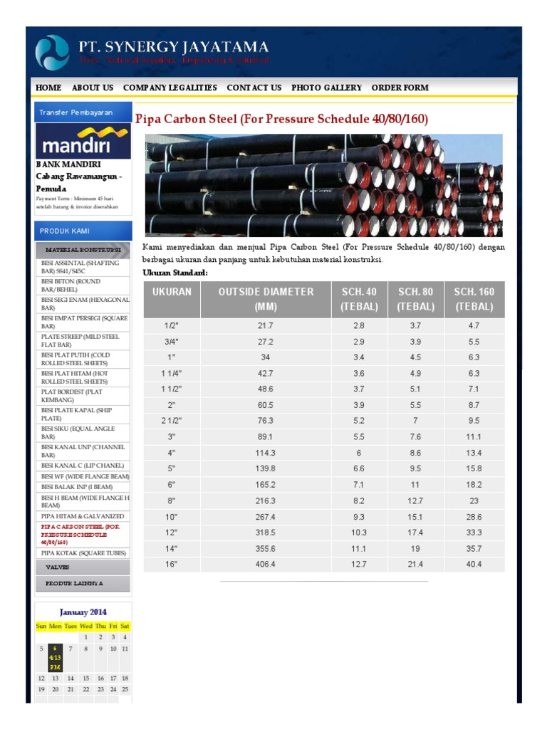Tabel Pipa Carbon Steel | PDF