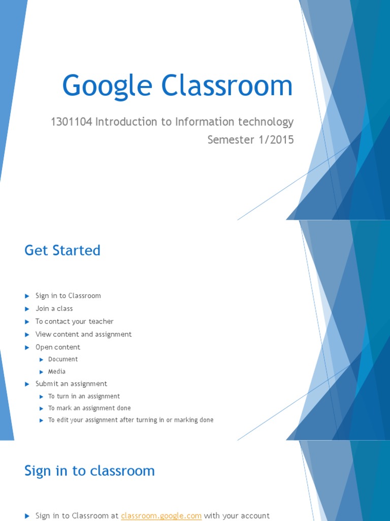 Google Classroom Guide for IT1301104 | PDF | Google Chrome | Computer File