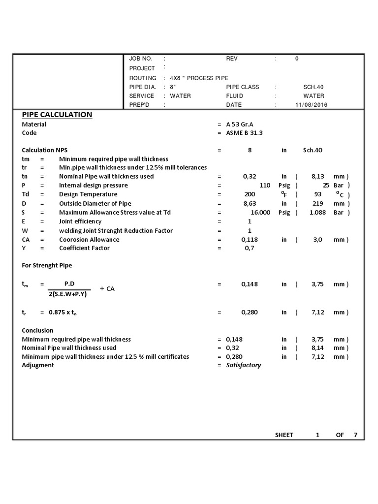 Pipe Calculation | PDF