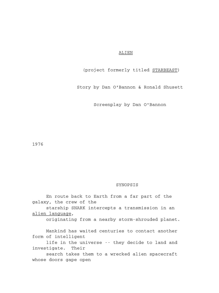 ALIEN (STARBEAST) Script | PDF | Nature