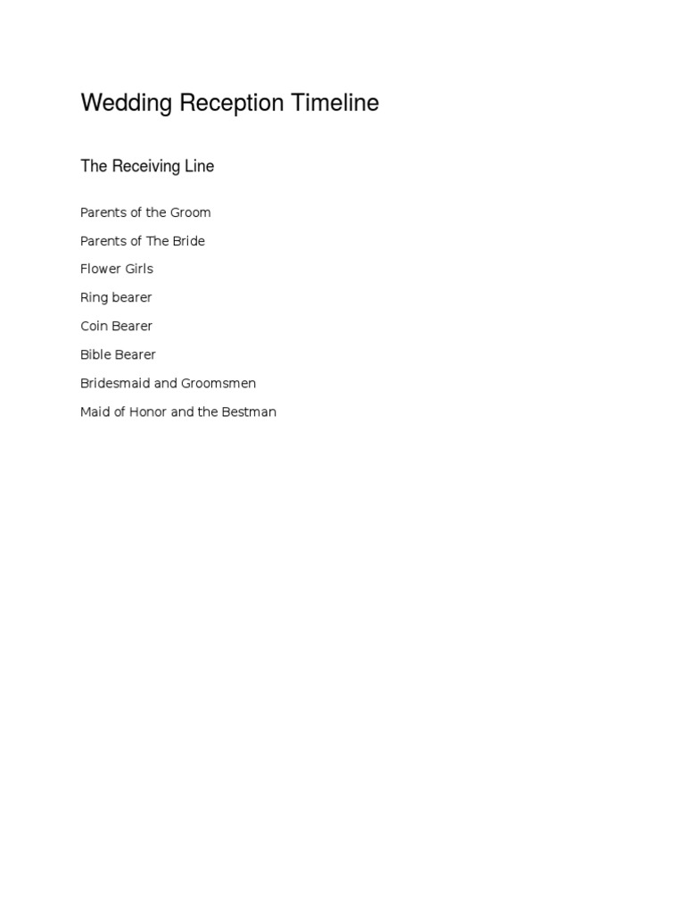 Wedding Reception Timeline | PDF