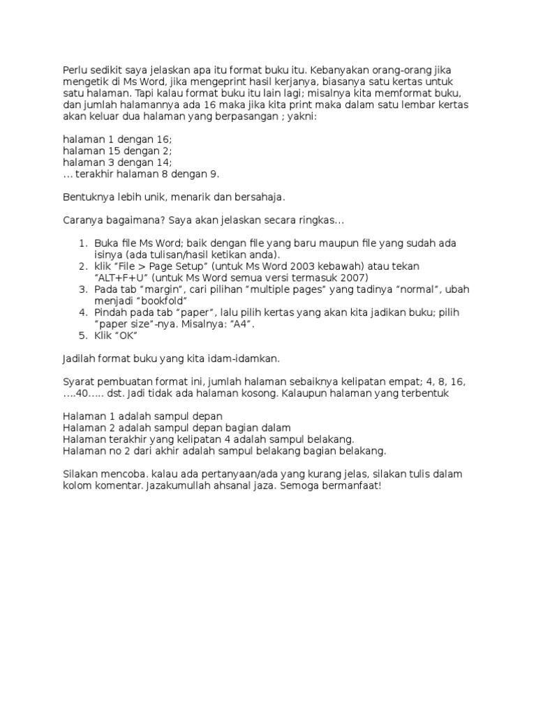 Perlu Sedikit Saya Jelaskan Apa Itu Format Buku Itu | PDF