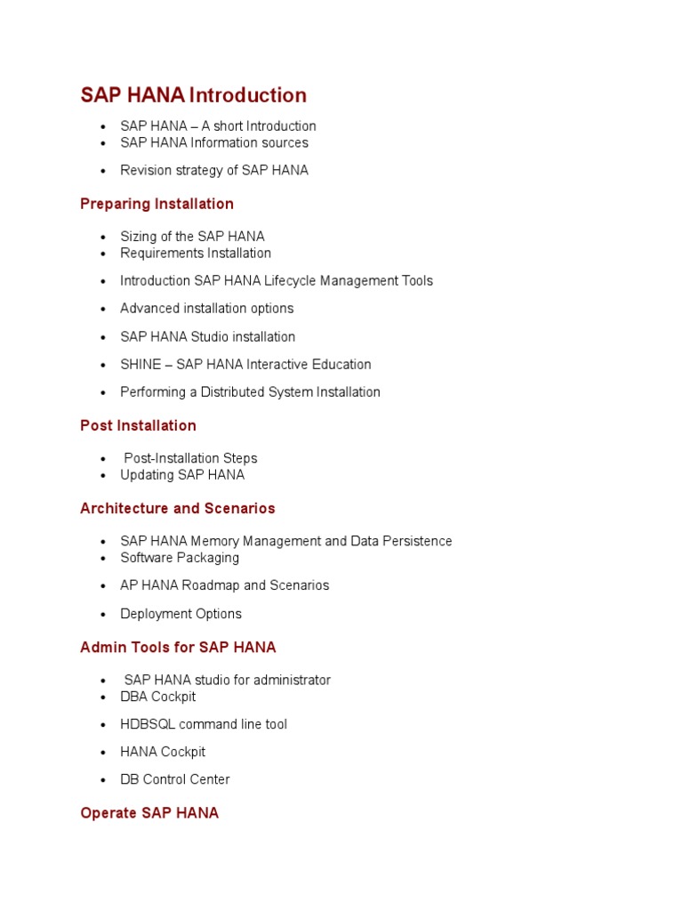 SAP HANA Introduction | PDF