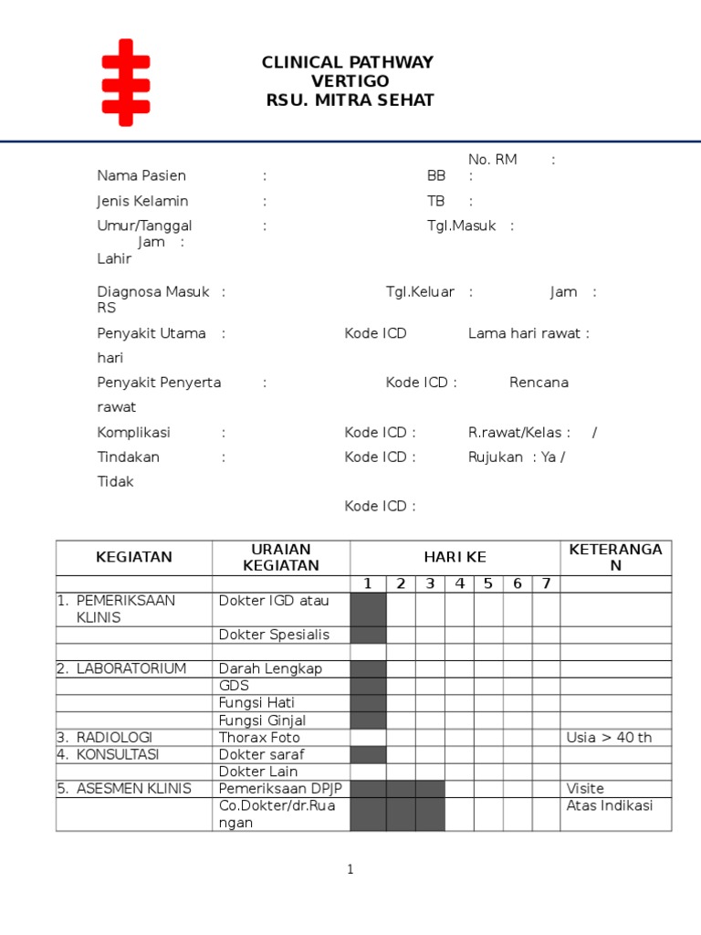 Clinical Pathway Vertigo | PDF